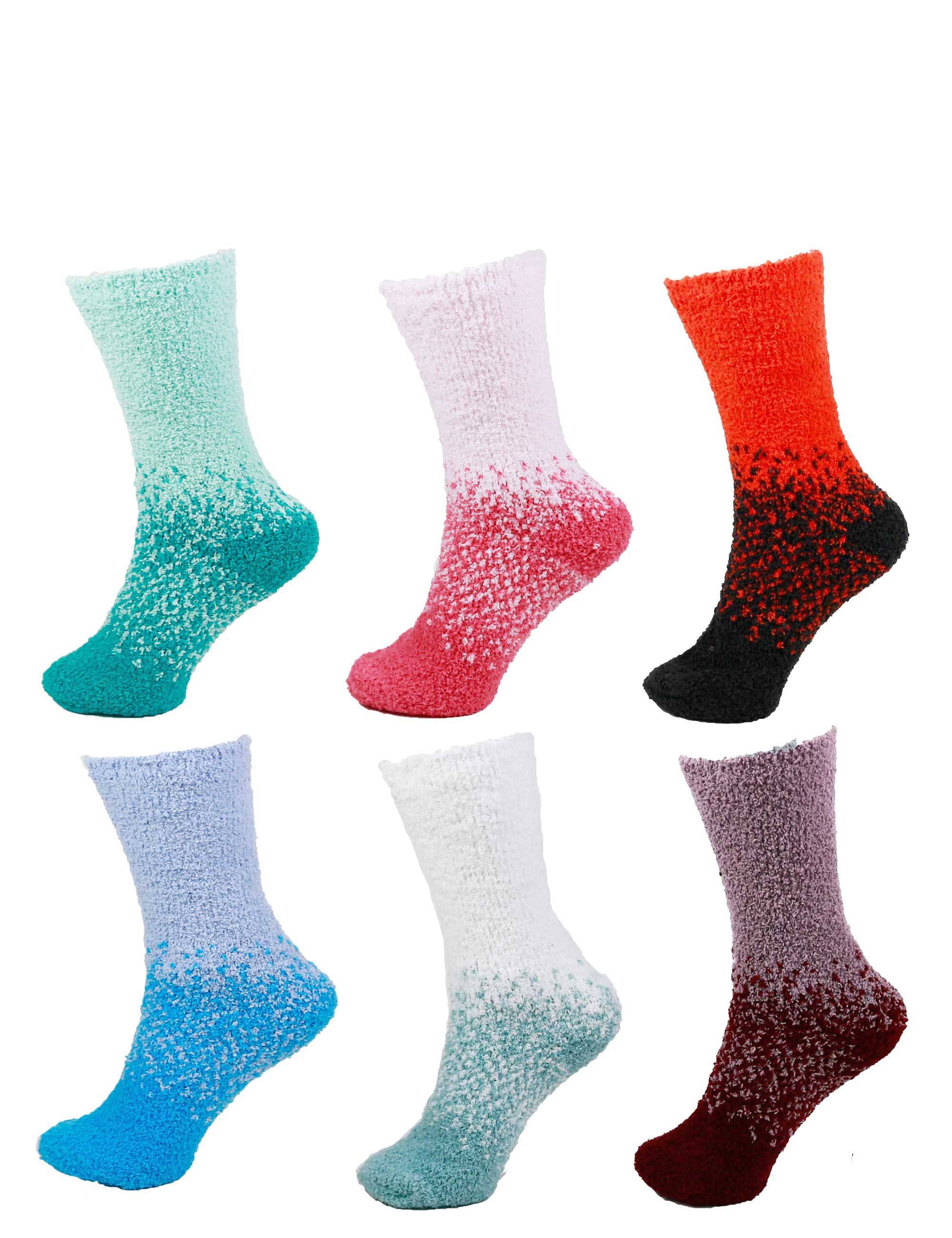 BambooMN Women's Assorted Fuzzy Gradient Socks - Assortment E - One ...