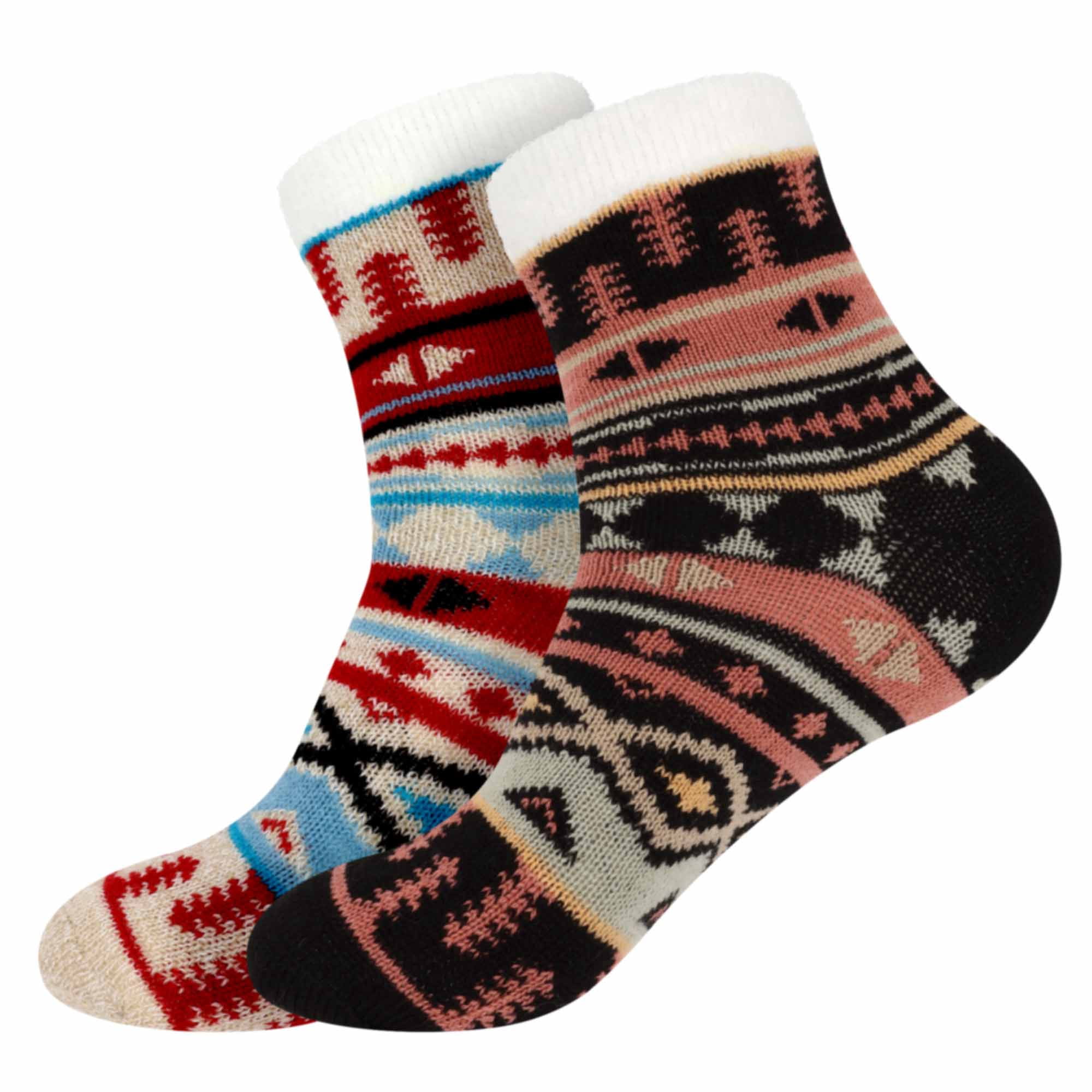 BambooMN Women's Funky Double Layer Cabin Thick Soft Warm Fuzzy Comfy ...