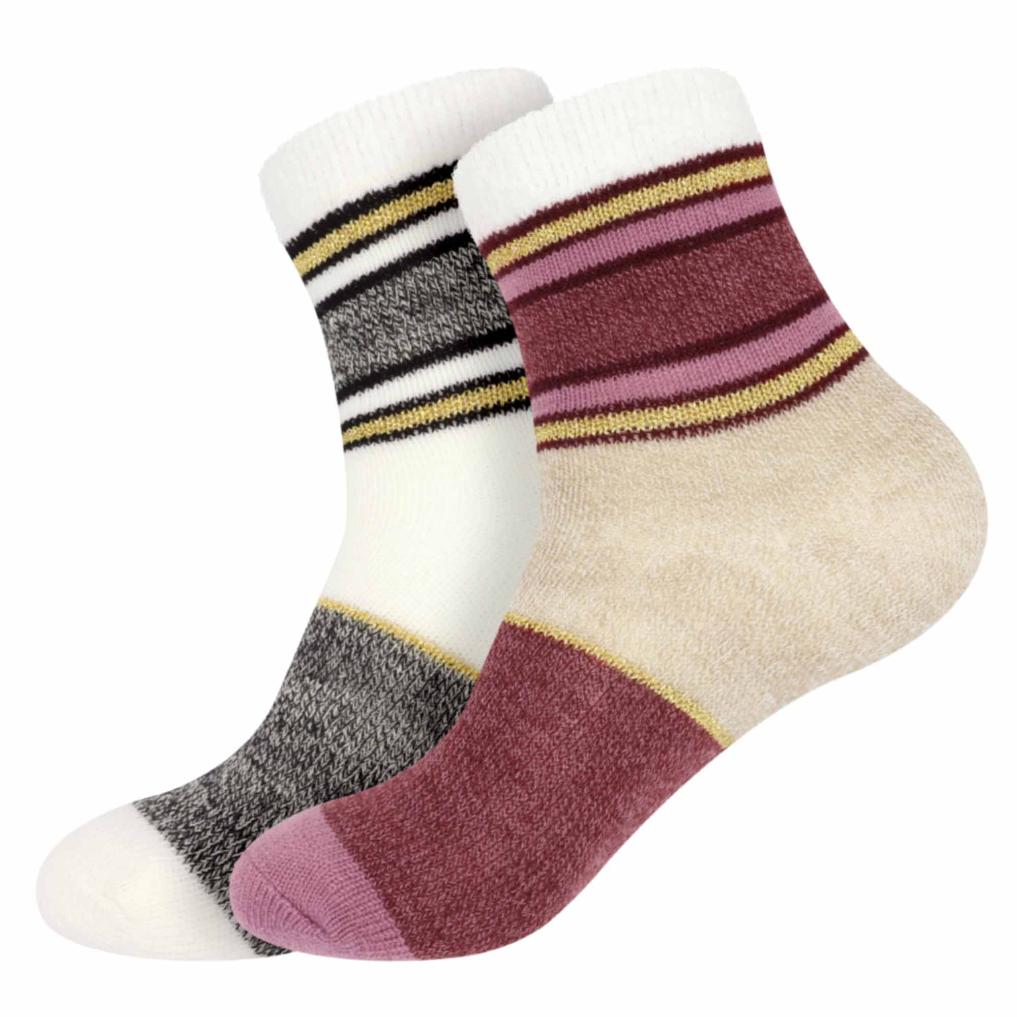 BambooMN Women's Funky Double Layer Cabin Thick Soft Warm Fuzzy Comfy ...