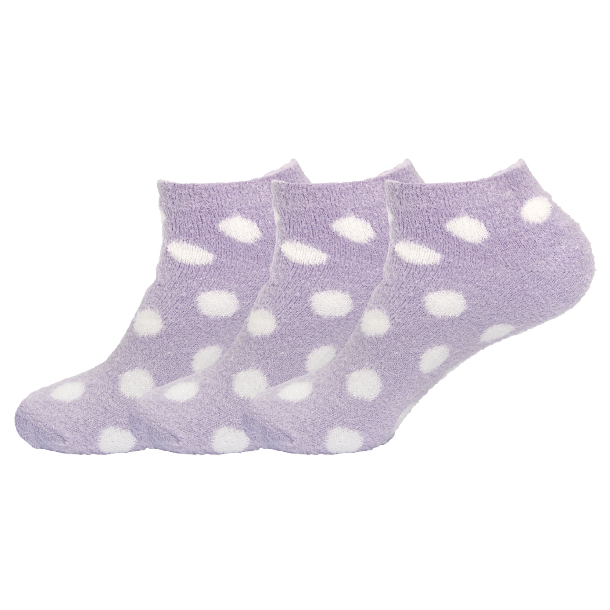 BambooMN Women's Fuzzy Aloe Infused Soft Nylon Spa Socks - Purple Dots ...