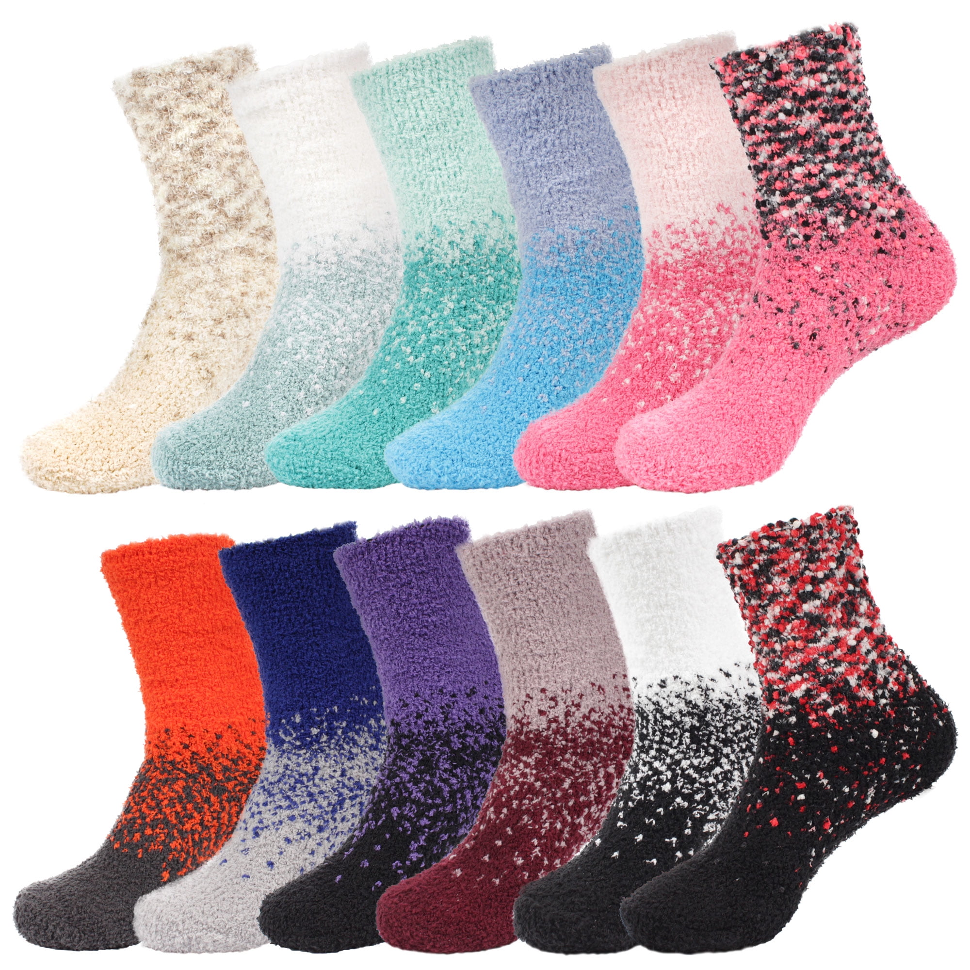 BambooMN XL Fuzzy Gradient Socks - Assortment 12B, 12 prs - Walmart.com