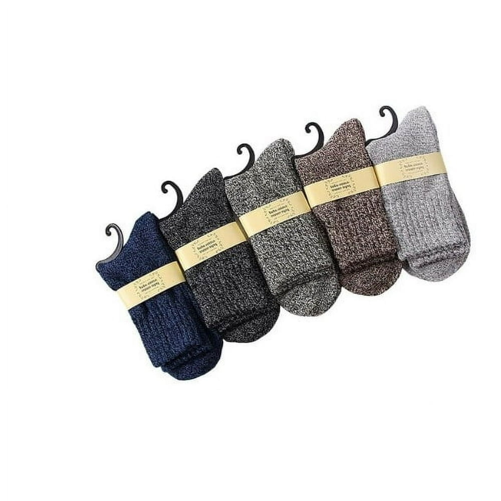 Bamboohart 5 Pairs Men Wool Socks Heavy Duty Warm Thermal Merino Lambs ...