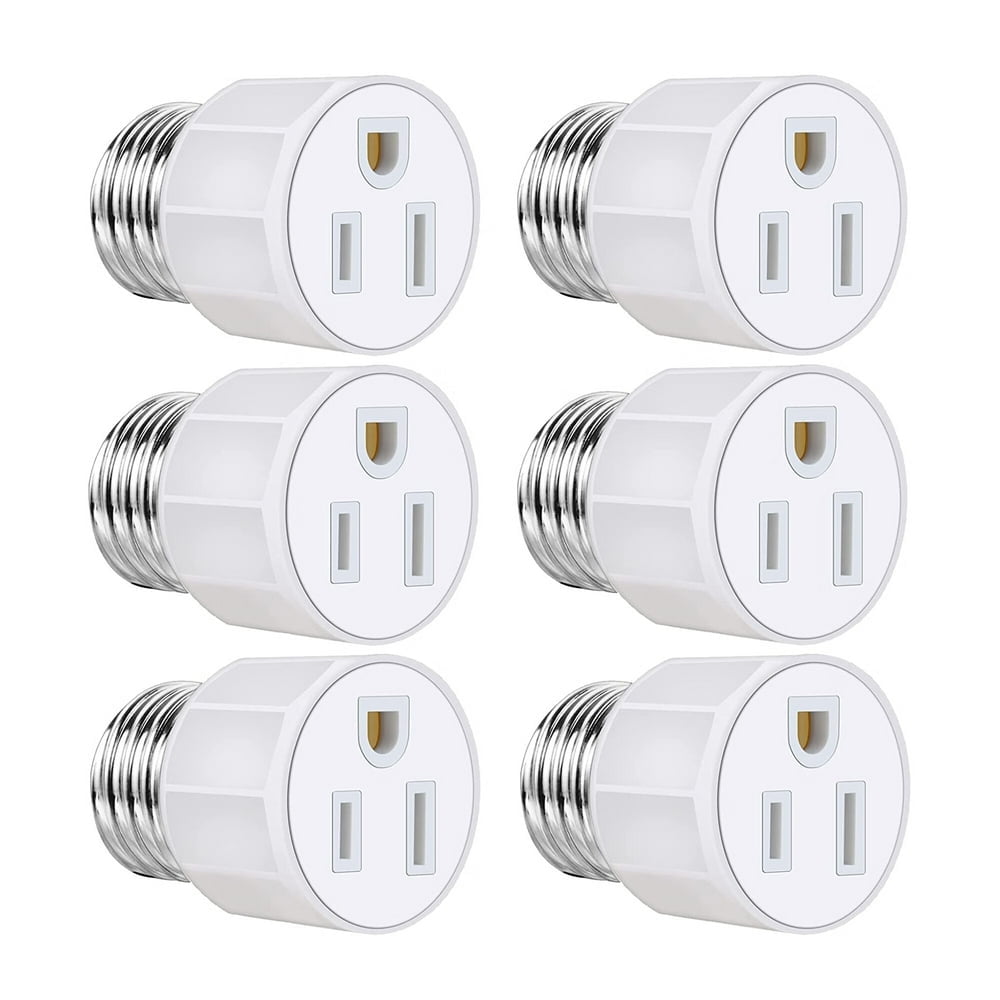 Bamboohart 8 Pack Light Socket to Plug Adapter - E26/ E27 3 Prong Light ...