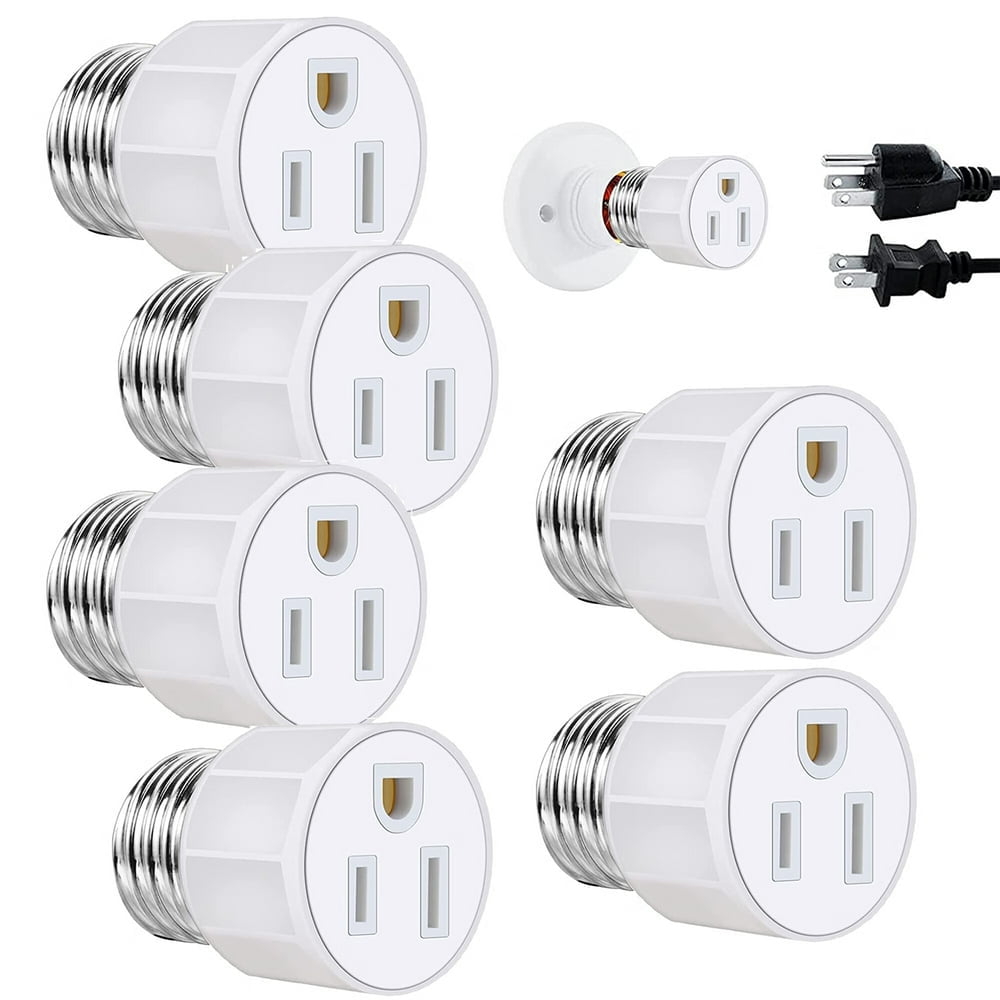 Bamboohart E26/E27 3 Prong Adapter Count Light Bulb Socket & Extender - Walmart.com