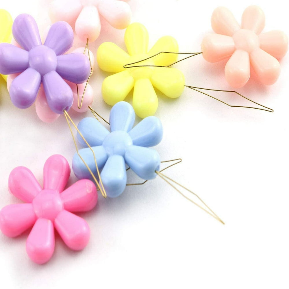 Bamboohart Needle Threaders 10pcs Assorted Colors Plastic Flower Head