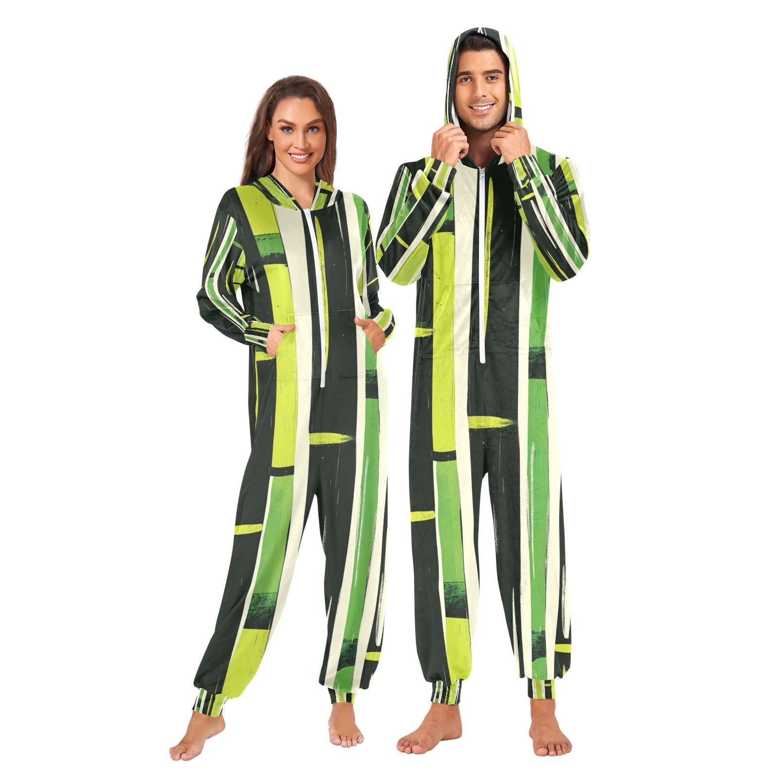 Bamboos Stripe Adult Onesie Pajamas Slim Fit Christmas One Piece Suit ...