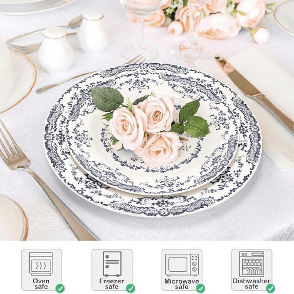 Bambroot Dishware,Dinner Plates Set of 2, Ceramic Kitchen Plates ...