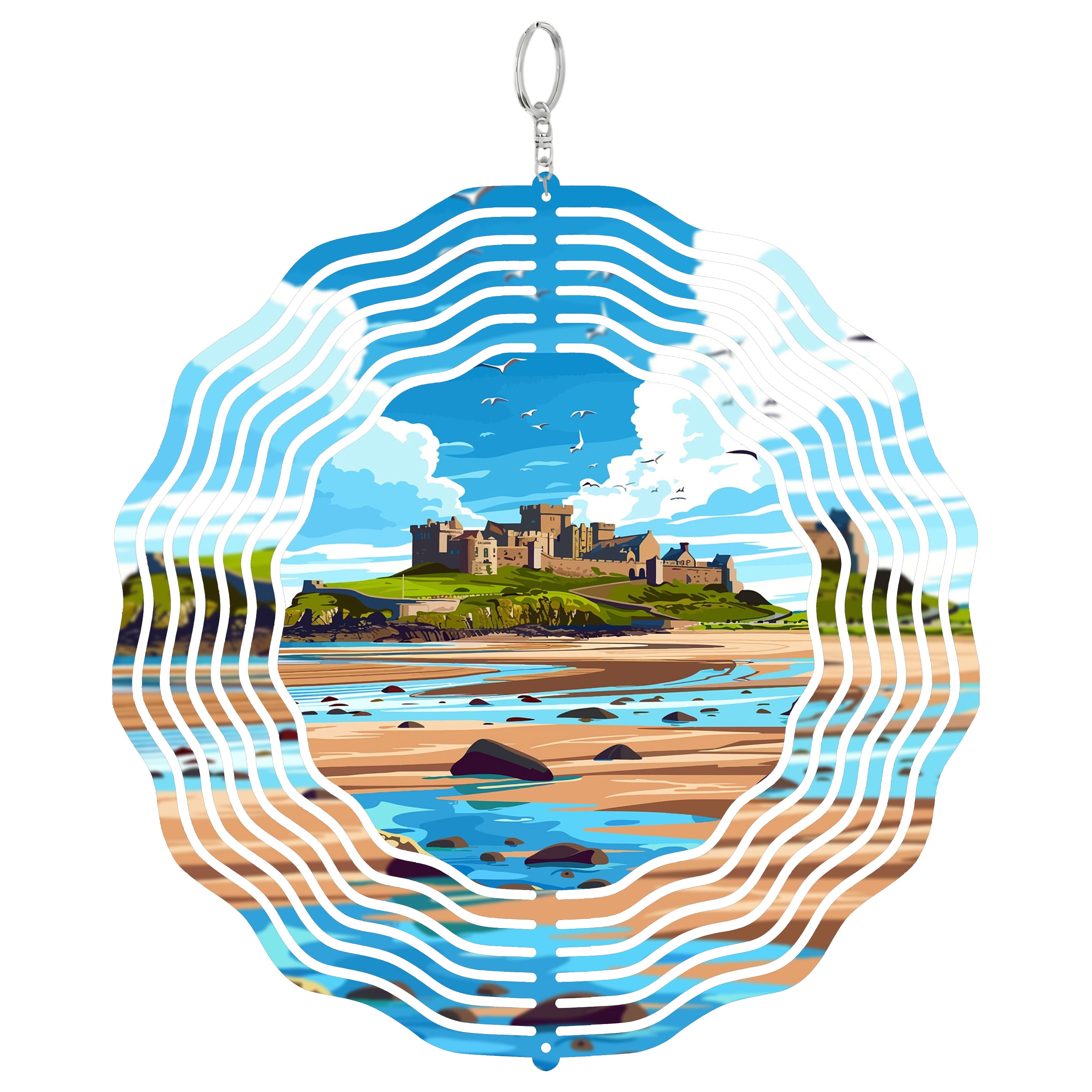 Bamburgh Castle England Wind Spinner, 3D Kinetic Outdoor Yard Art ...