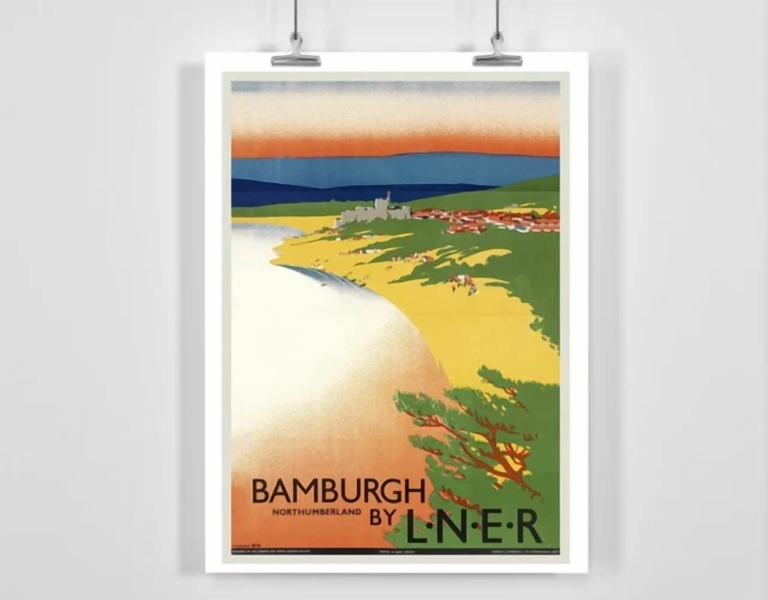 Bamburgh Northumberland Lner Vintage Travel Poster Art Home Decor ...