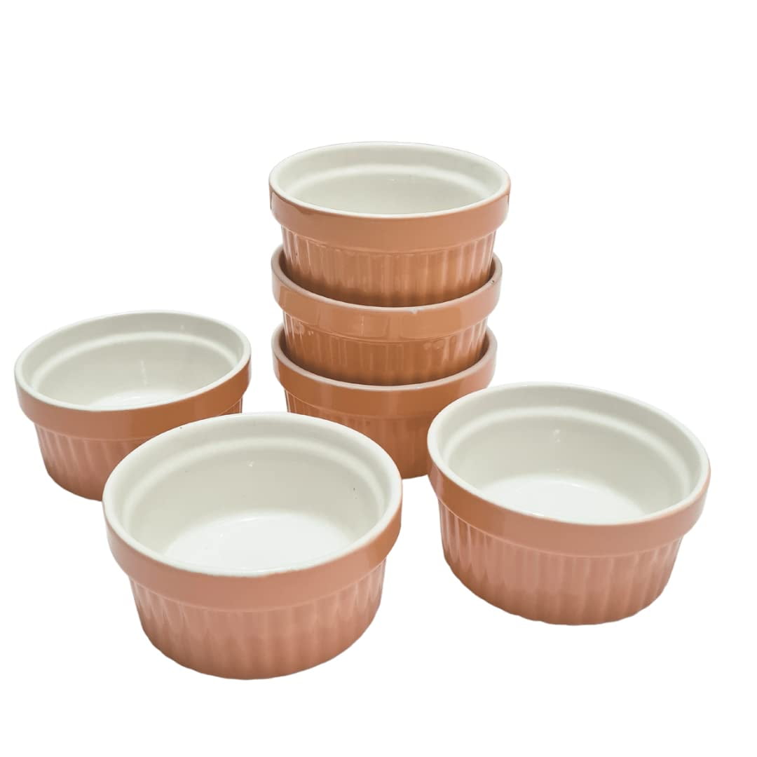Bamby Ceramic Pink Ramekin Bowl 200ml Set of 6 Oven Dishwasher Safe ...