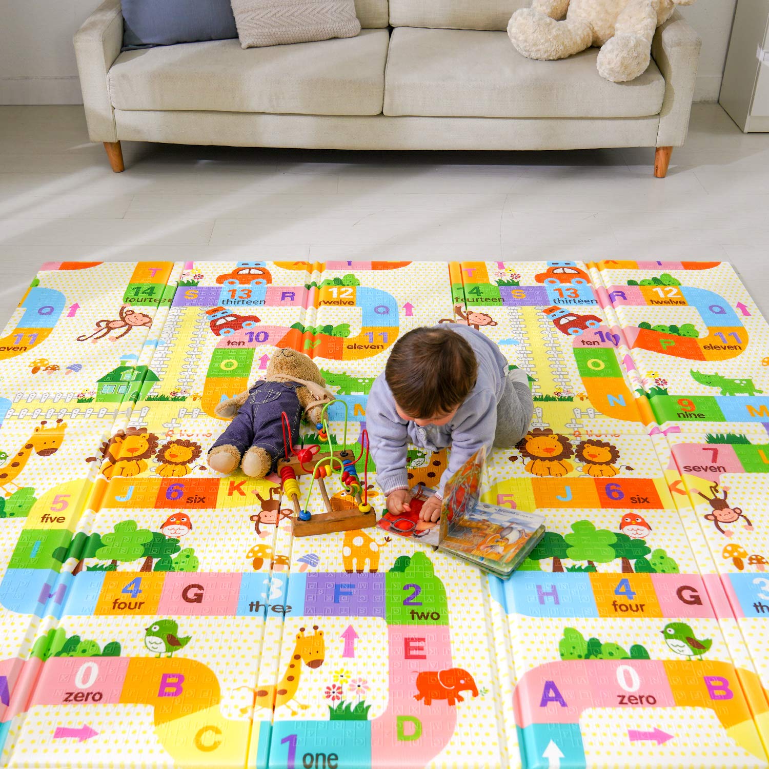 Foldable Infant Playmat - Large, Thick, Waterproof Foam Floor Mat for ...