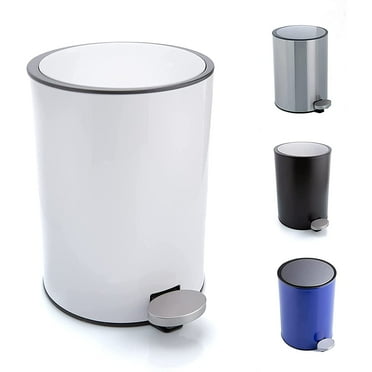 mDesign Small Round Metal 1.7 Gal. Trash Wastebasket/Recycling Can ...