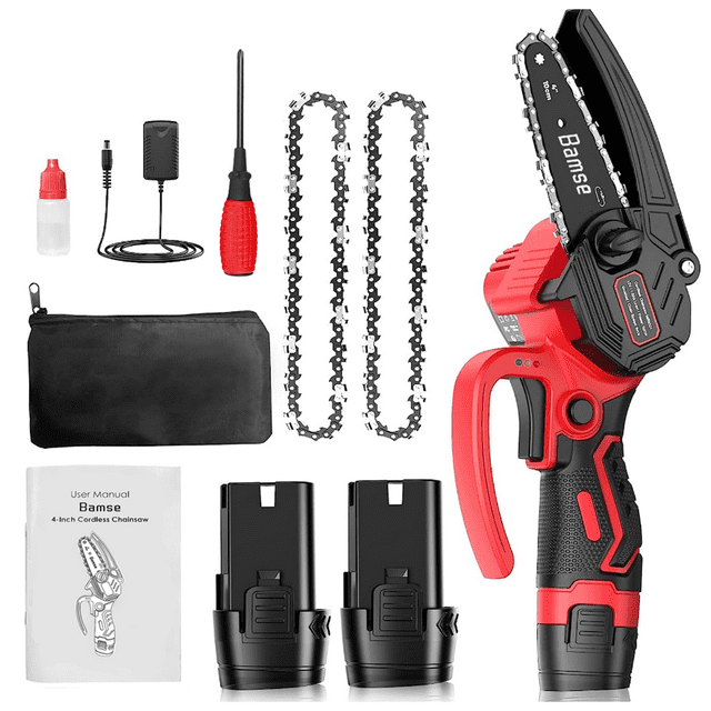 Bamse 4 inch Mini Chainsaw Cordless, 12V Electric Handheld Chain Saw ...