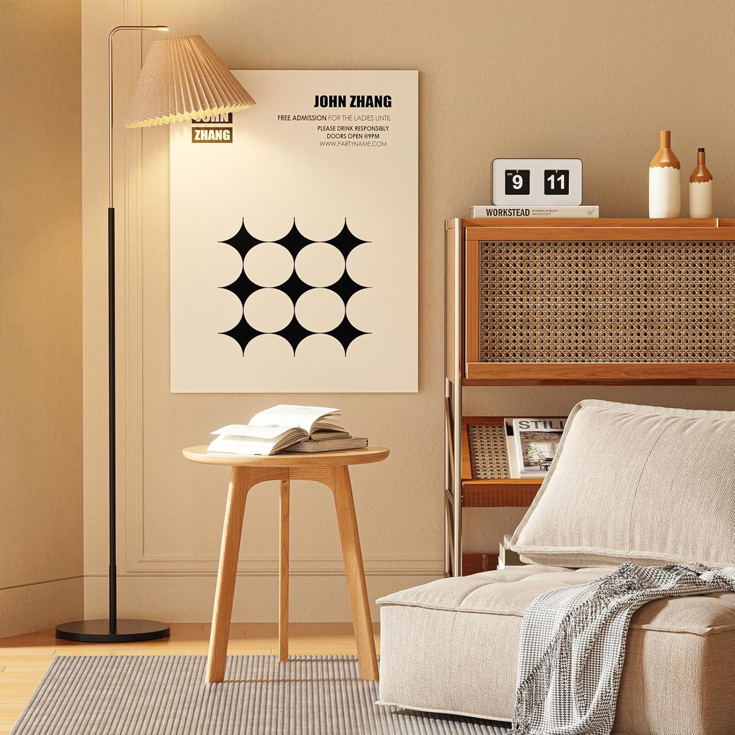 Bamskov Solid Beech Oak Wood Side Table - Compact End Table with ...