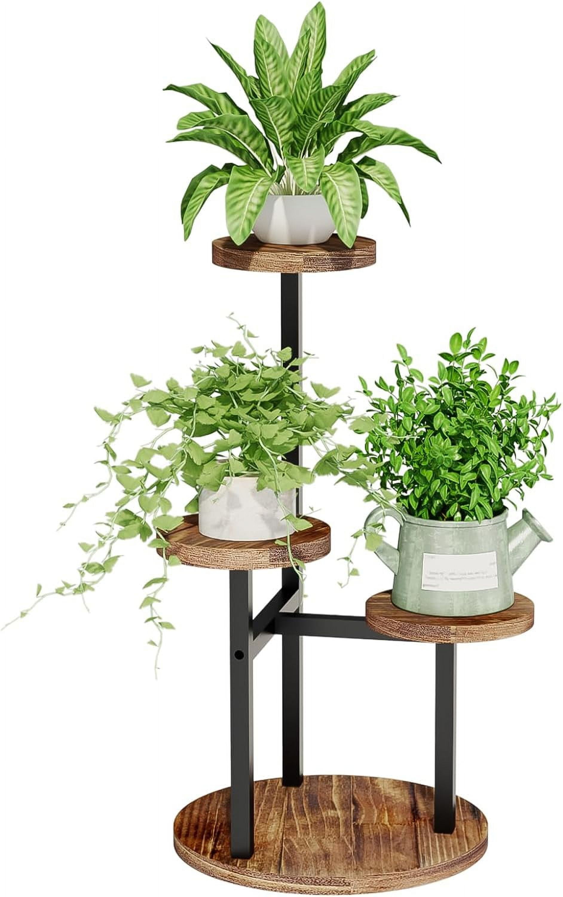 Bamworld 3 Tier Plant Stand, Tall Metal Wood Shelf Holder for Indoor ...