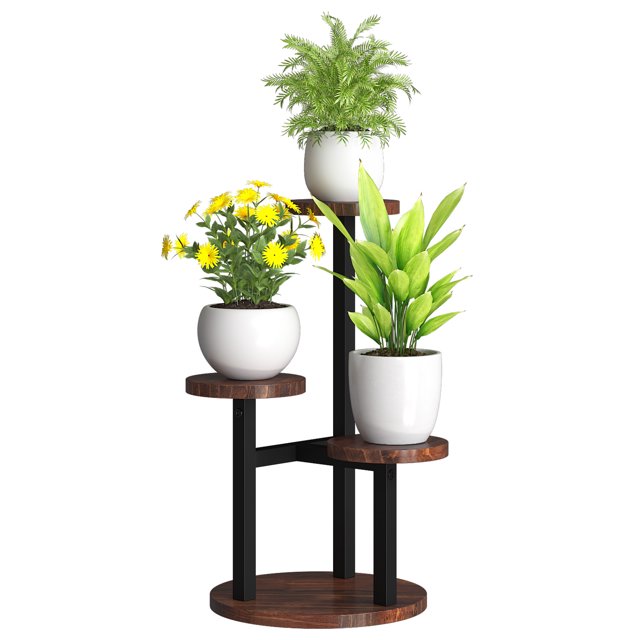Bamworld 3 Tier Plant Stand, Tall Metal Wood Shelf Holder for Indoor ...