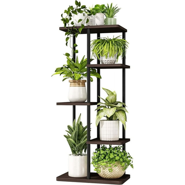 Bamworld 5 Tier Metal Planter, Indoor/Outdoor Plant Display, Black ...