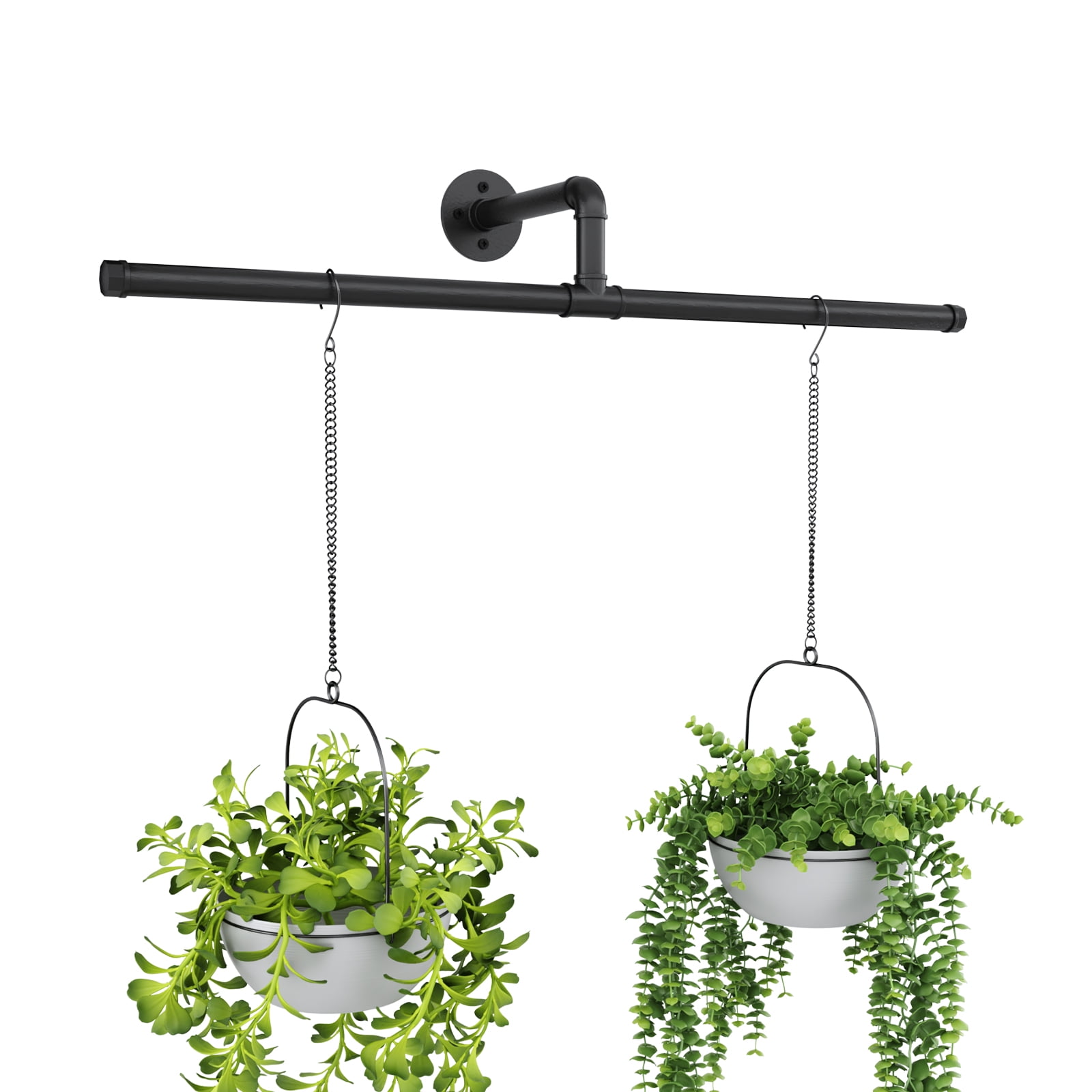 Bamworld T-Shaped Indoor Hanging Planter, Wall/Ceiling Mount, Black Rod ...