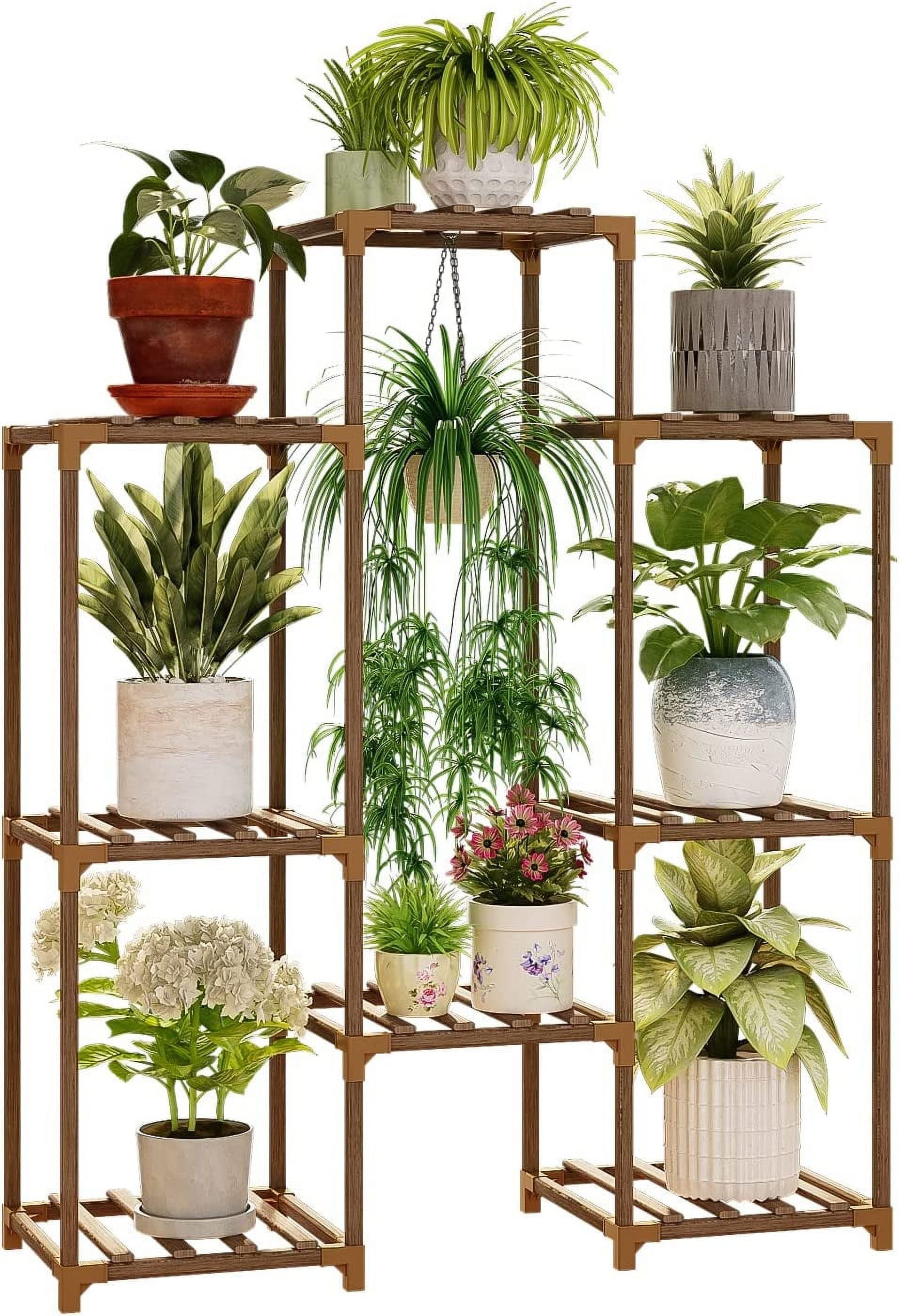 Bamworld Outdoor Plant Stand Indoor Plant Rack Plant Shelf Wood Outdoor ...
