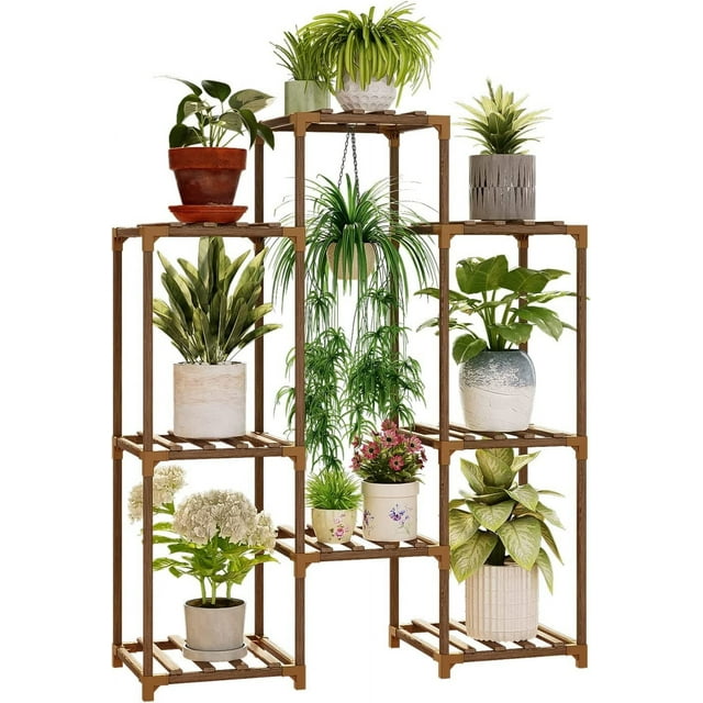 Bamworld Outdoor Plant Stand Indoor Plant Rack Plant Shelf Wood Outdoor ...