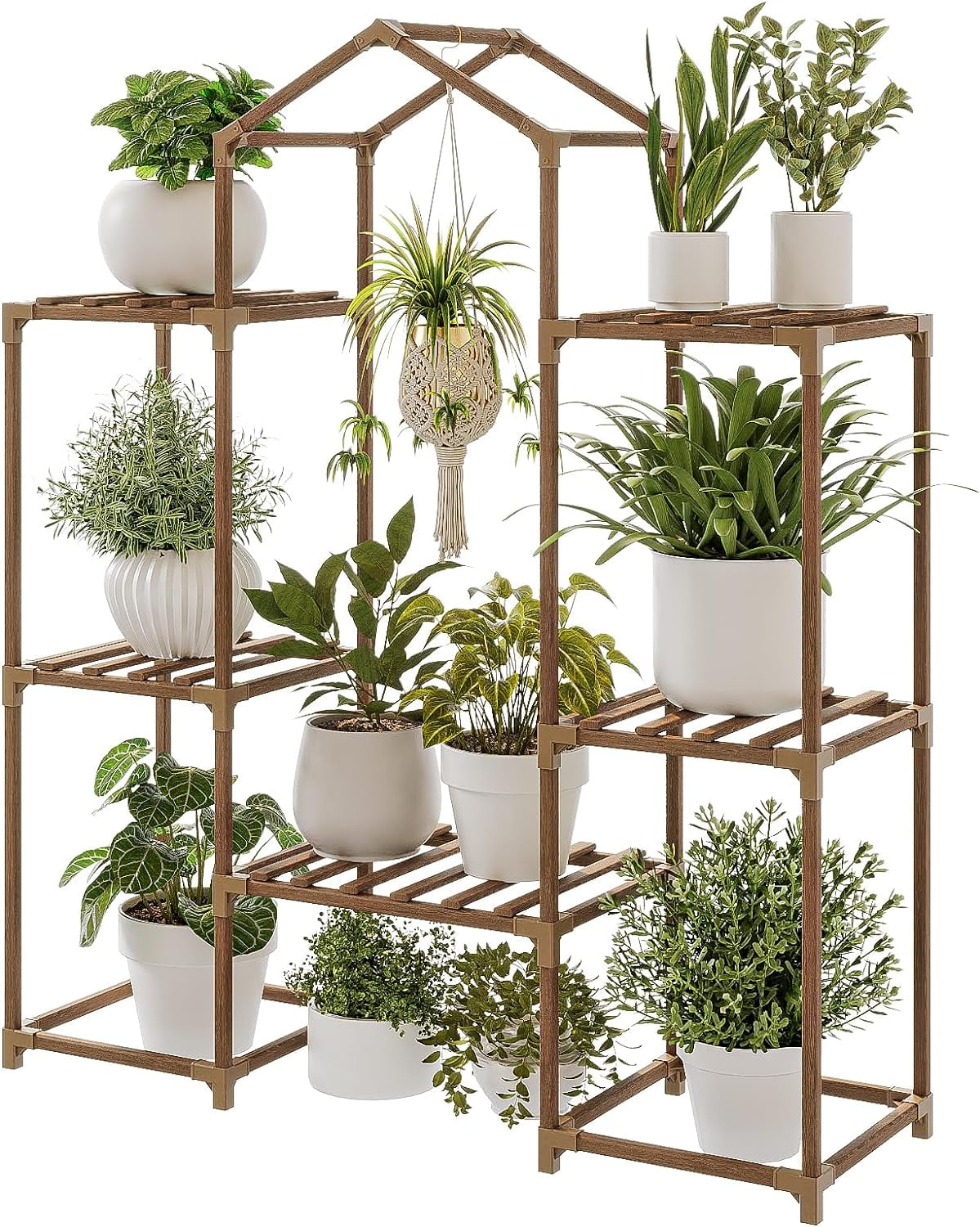 Bamworld Plant Stand Indoor Hanging Shelf, Large Outdoor Rack, Boho ...