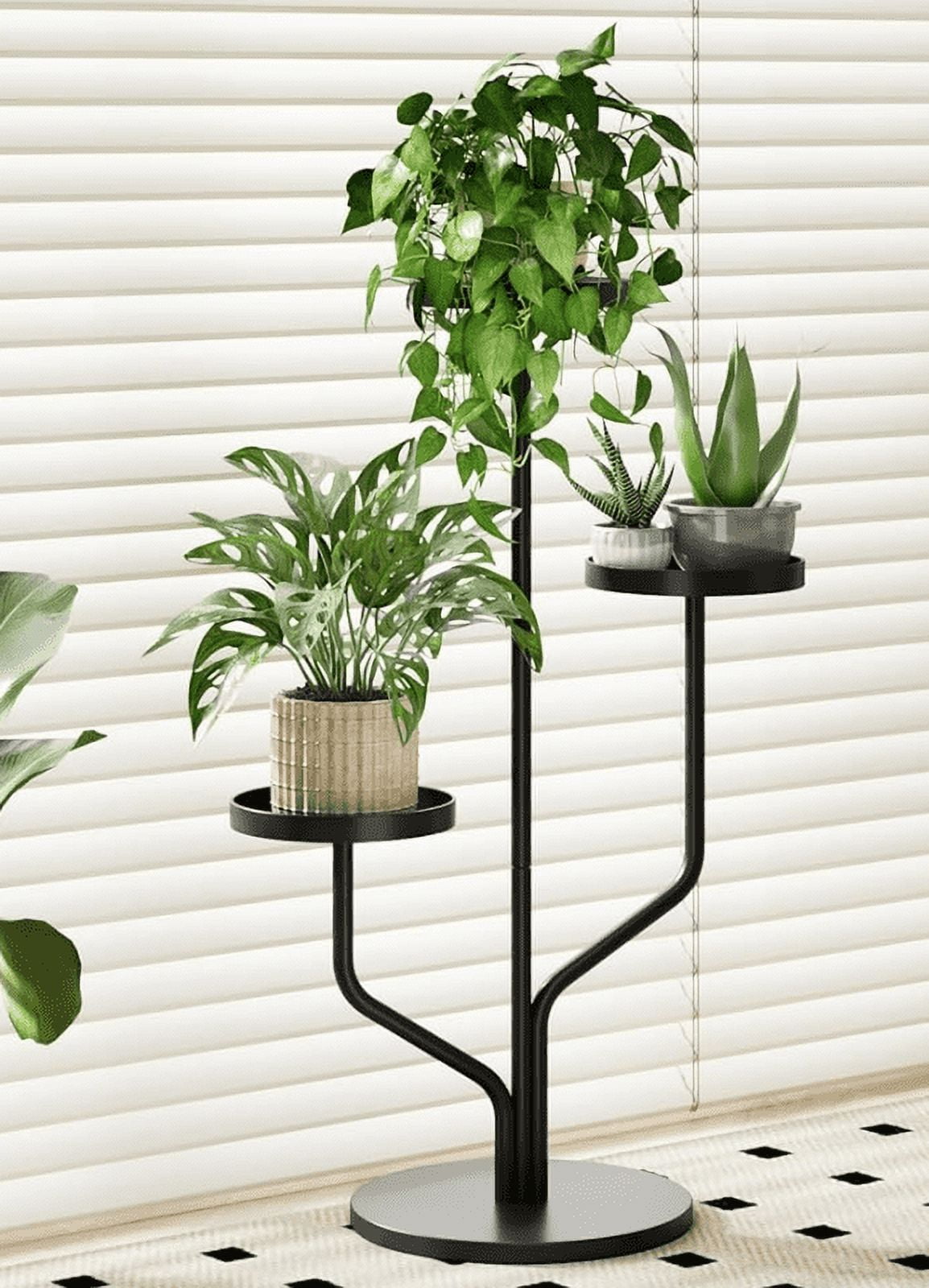 Bamworld Plant Stand Indoor Outdoor 3 Tier Iron Plant Stand Black Plant ...