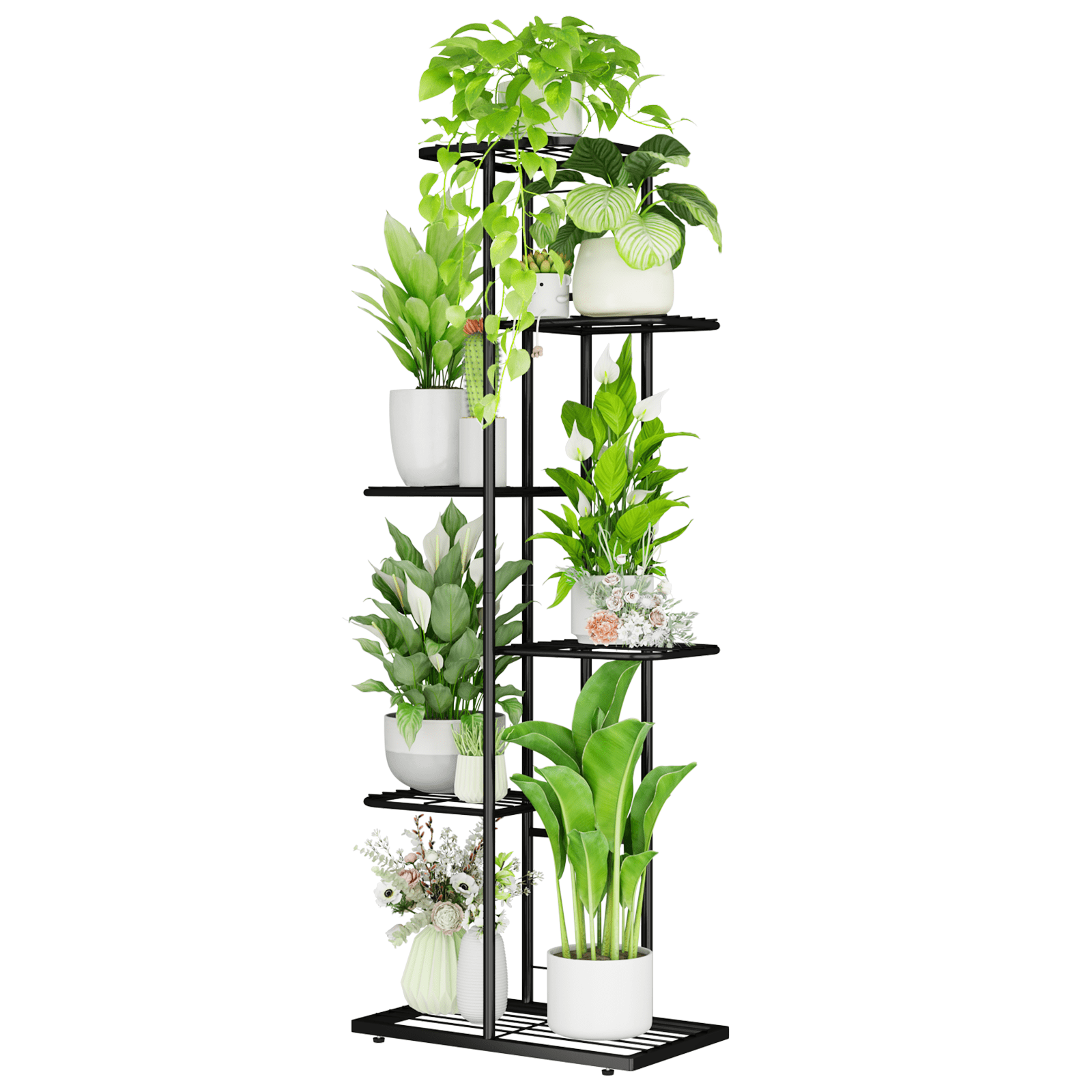 Bamworld Plant Stand Metal 6 Tier 7 Potted Multiple Flower Pot Holder ...