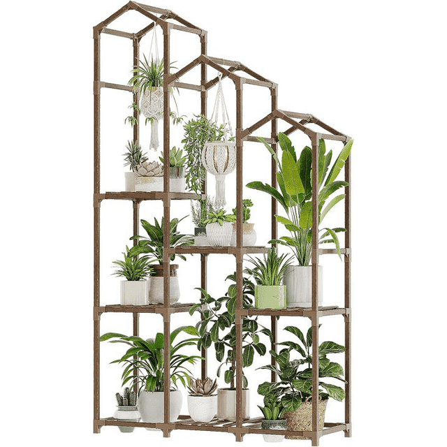 Bamworld Plant Stand for Indoors and Outdoors, Tall Corner Ladder Shelf ...