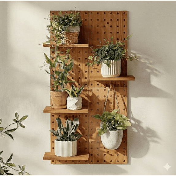 Bamworld Wall Mount Plant Shelf Model 04, Pegboard Floating Hanging ...