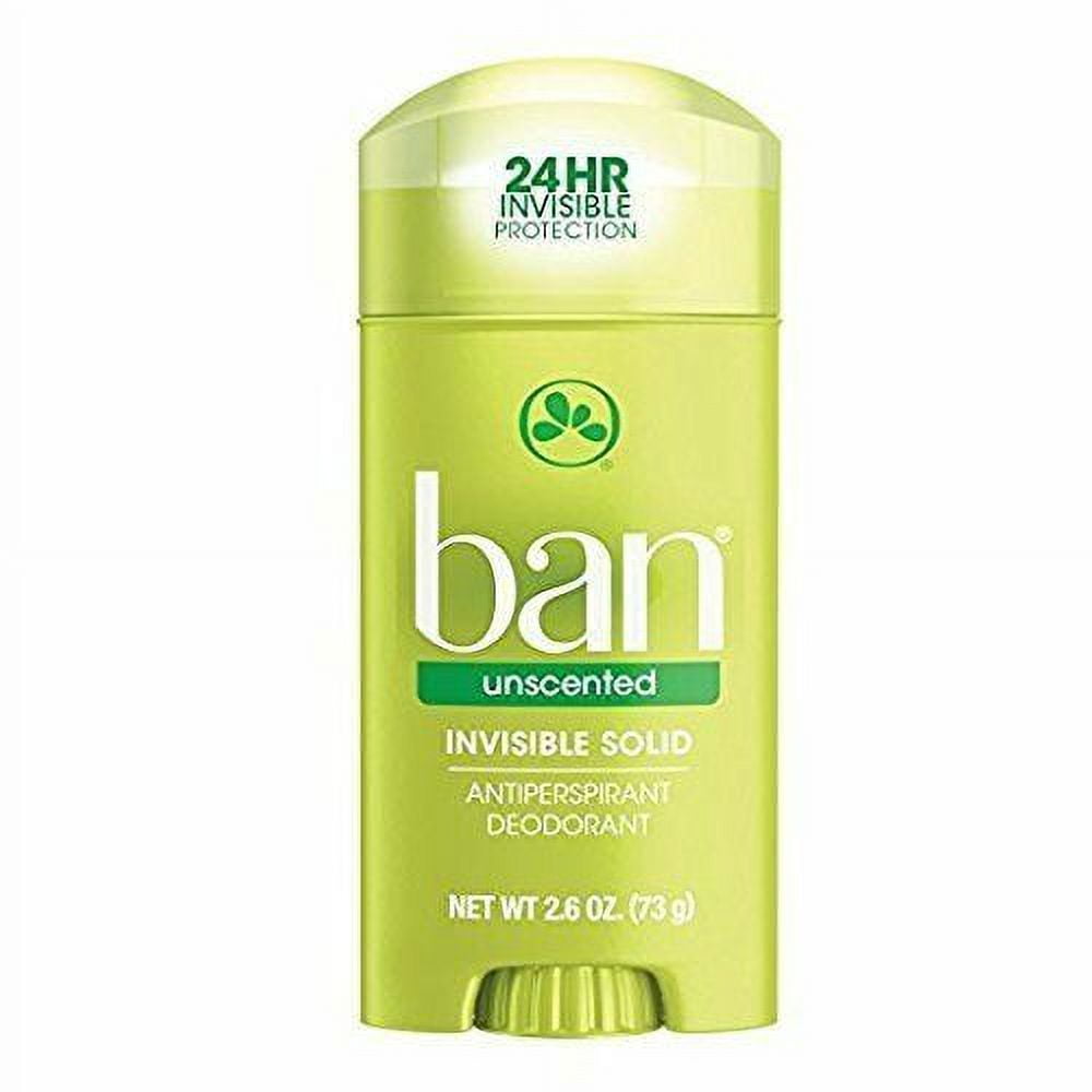 Ban Antiperspirant Deodorant Stick, Invisible Solid, Unscented ...