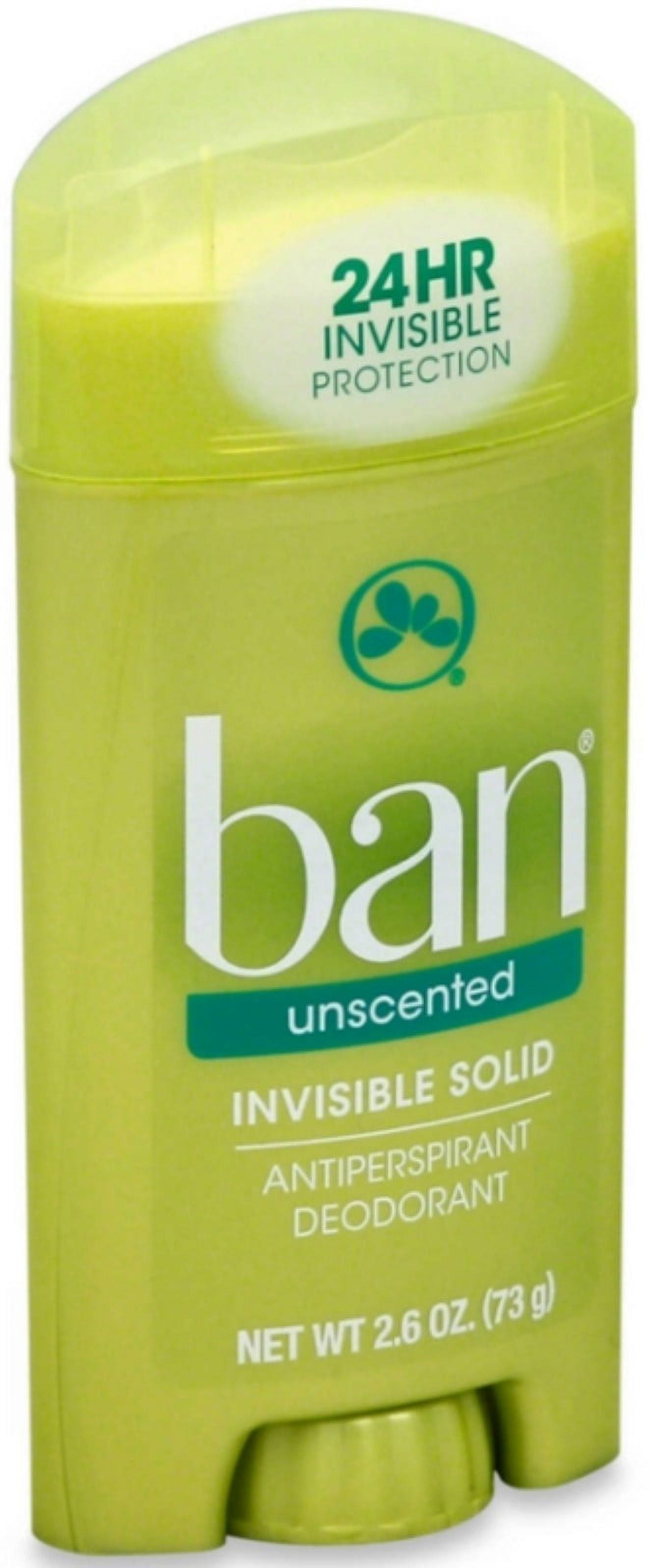 Ban Antiperspirant Deodorant Invisible Solid Unscented 2.60 oz ...