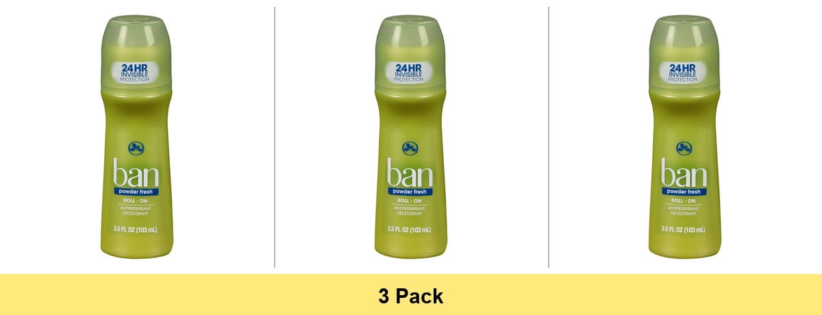 Ban Antiperspirant Deodorant Invisible Roll-On, Powder Fresh, 3.5 oz ...