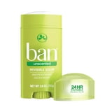 Ban Unscented Antiperspirant Deodorant, Invisible Solid, 2.6 oz ...