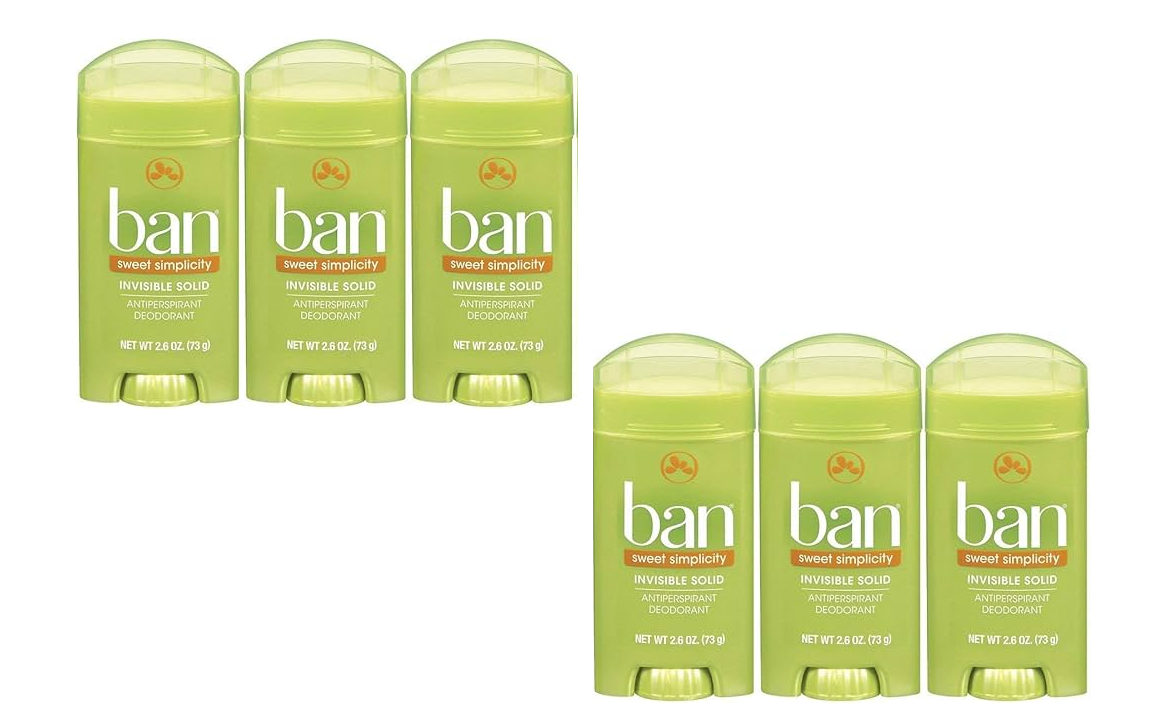 Ban Invisible Solid Antiperspirant Deodorant, 24-Hour Odor & Sweat ...