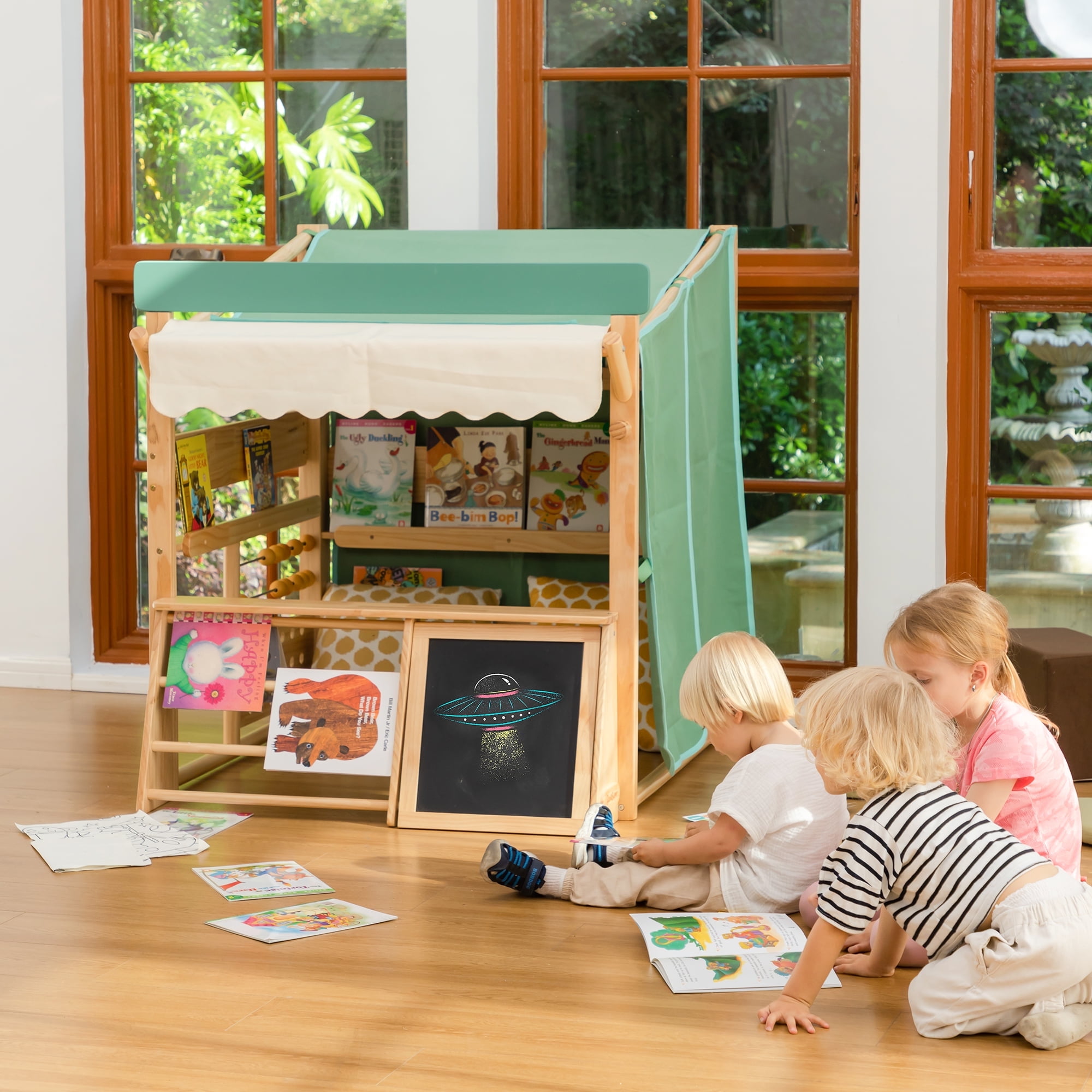 BanaSuper Multifunctional Wooden Kids' Playhouse Newspaper Stand ...