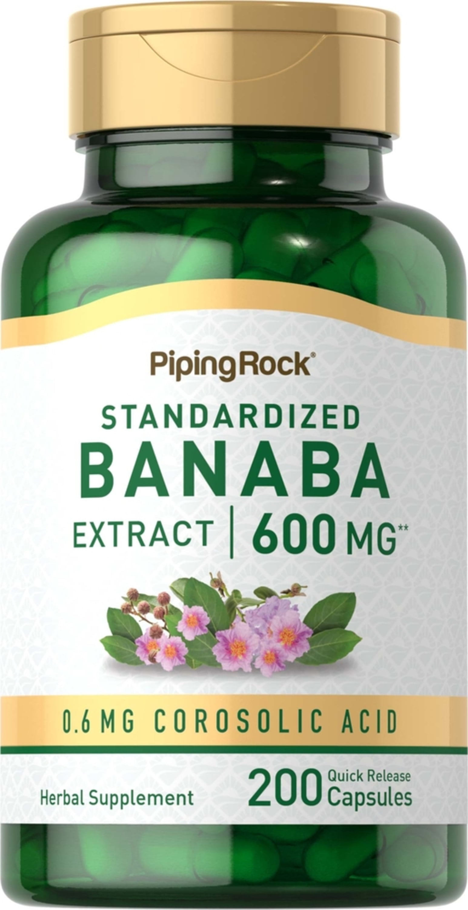 Piping Rock Organic Banaba Leaf Extract 600mg | 200 Easy-Swallow ...