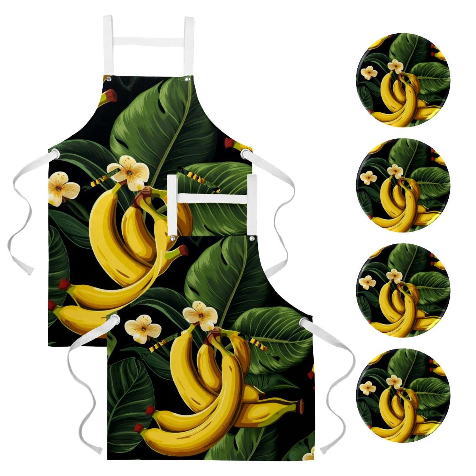 Banana 2 Pack Waterproof Apron with Pockets and Badge - Button Sets and ...