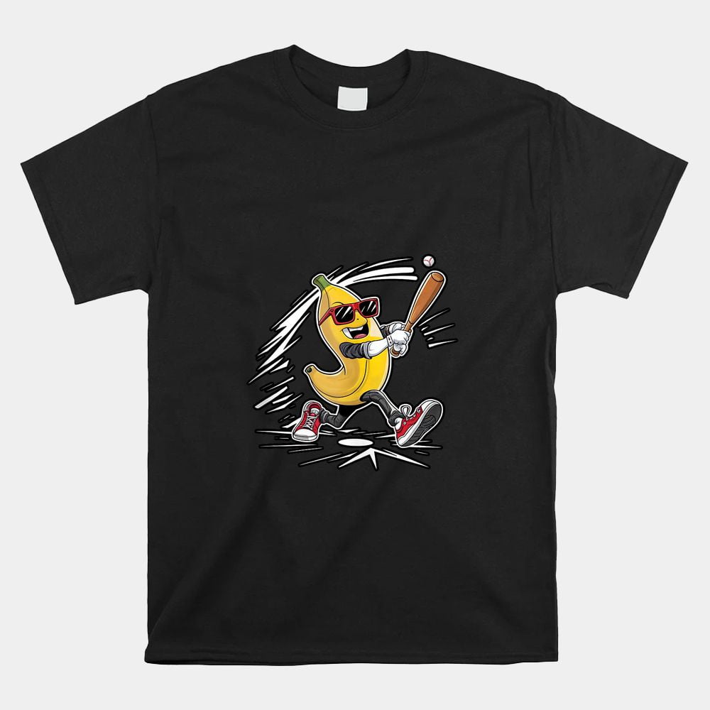 Banana And Baseball A Fun And Sporty Cartoon Yellow Fruit Game Unisex T ...
