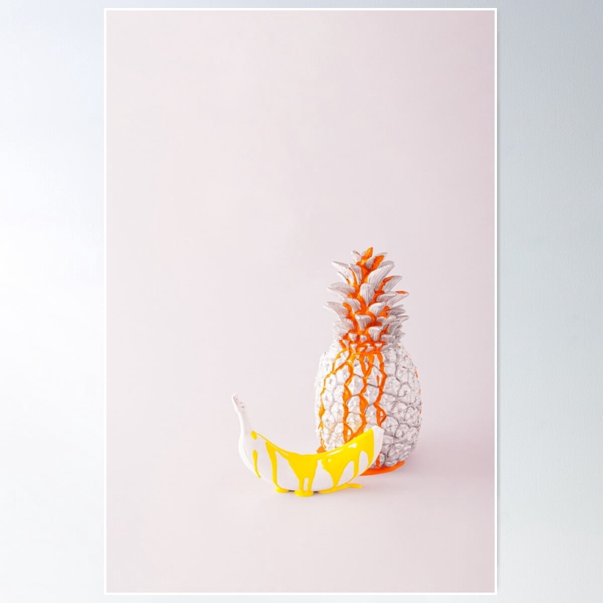 Banana And Pineapple Drenched In Color Poster Wall Art, Modern Wall ...