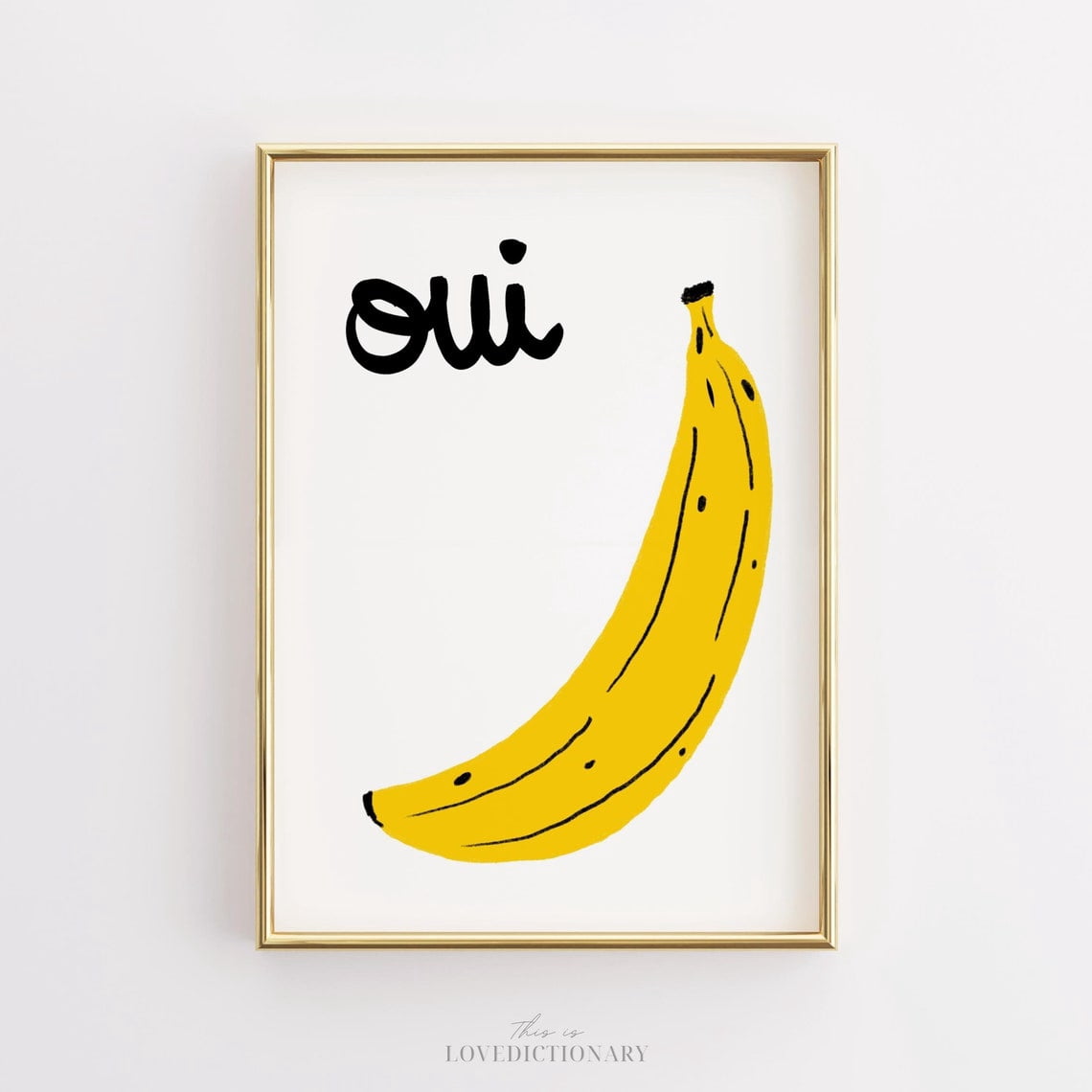 Banana Art Print, Hand-Drawn Fruit Wall Art, Playful Yellow Poster ...