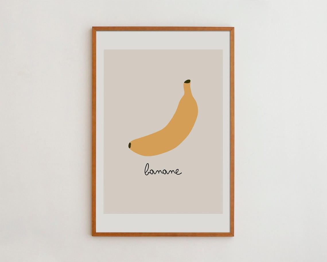 Banana Art Print Poster French Kitchen Decor Nursery Room Art Poster ...