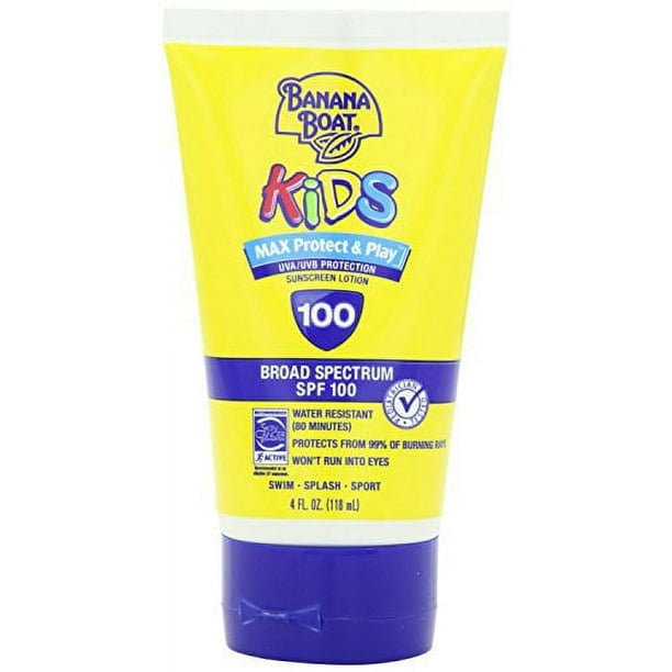 Banana Boat Kids Max Protect & Play Broad Spectrum Sunscreen SPF 100 4 ...