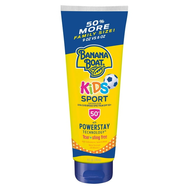 Banana Boat Kids Sport Sunscreen Lotion SPF 50, Family Size Sunscreen ...