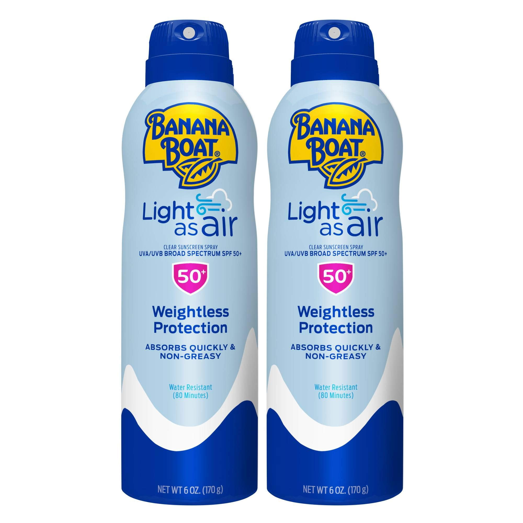 Banana Boat Light As Air Sunscreen Spray SPF 50 Twin Pack| Lightweight ...