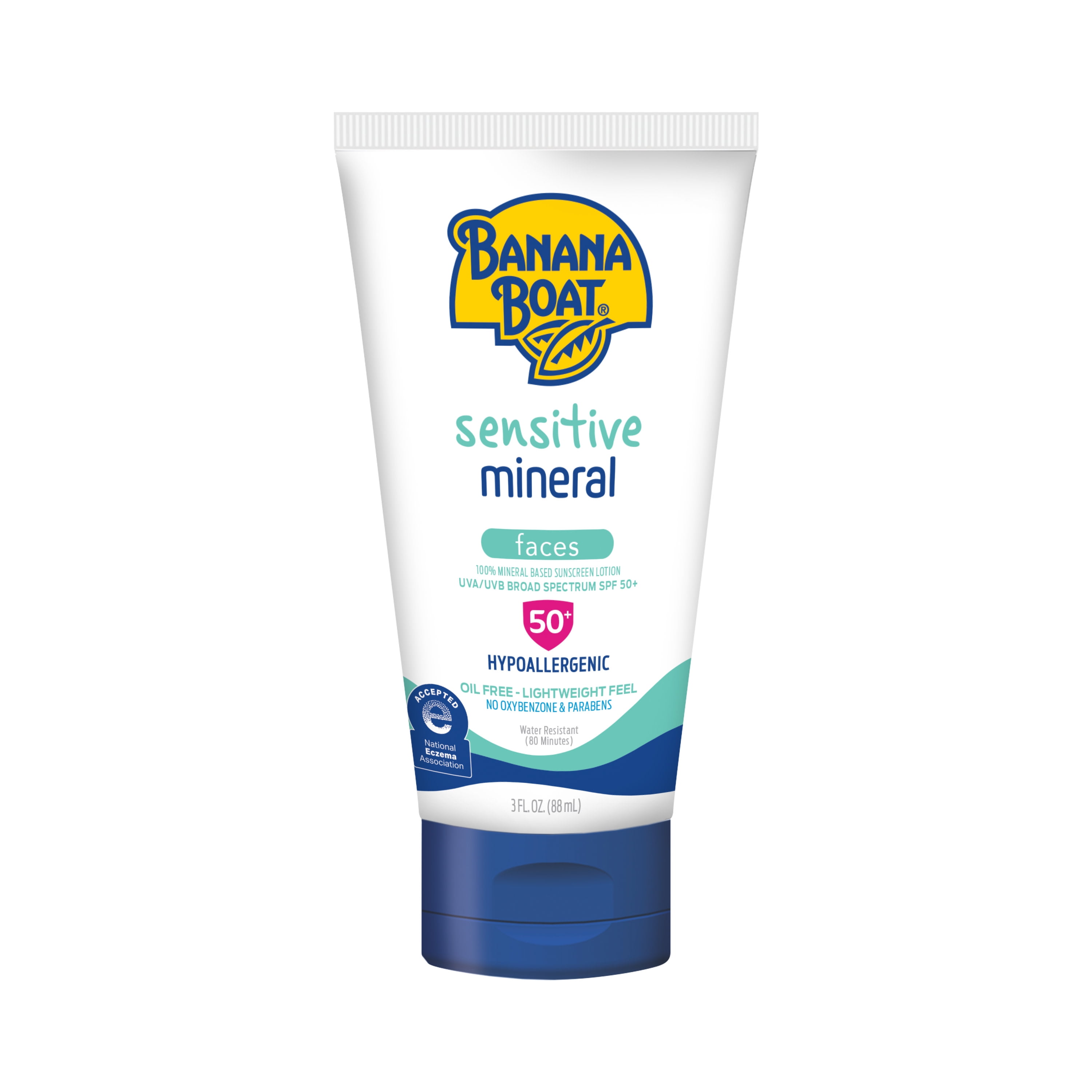 Banana Boat Sensitive 100% Mineral Face Sunscreen Lotion SPF 50, Travel ...