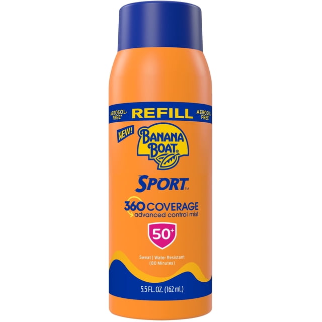 Banana Boat Sport 360 Coverage SPF 50 Sunscreen Mist Refill, Adult ...