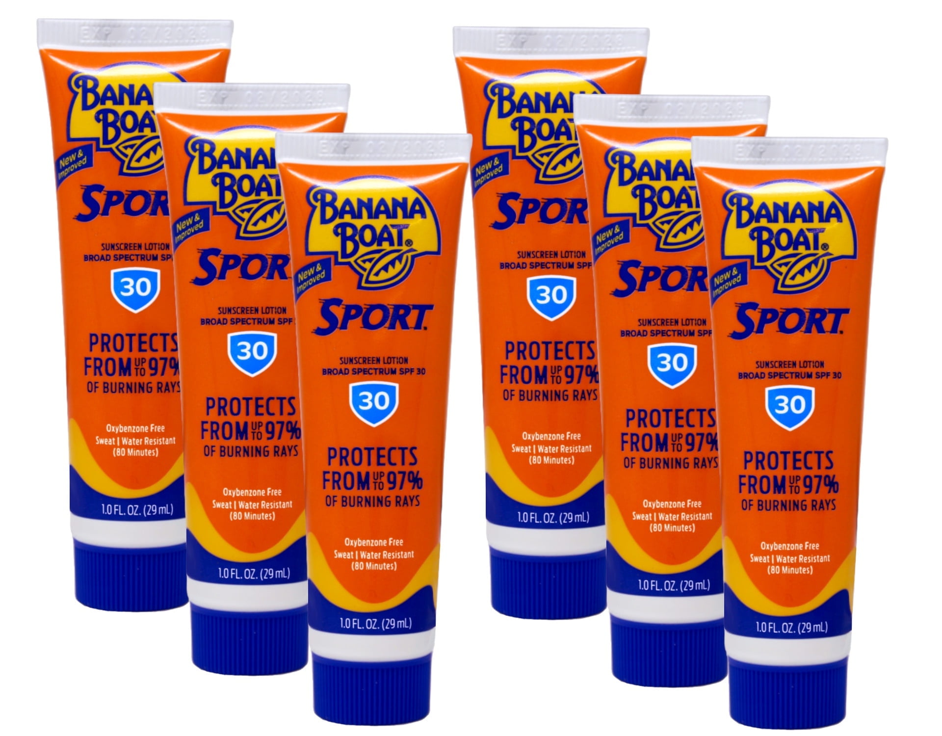 Banana Boat Sport Performance Sunscreen Lotion 30 SPF 1 oz (Pack of 6 ...