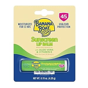 Banana Boat Sunscreen Lip Balm SPF 45 with Aloe Vera & Vitamin E, 0 ...