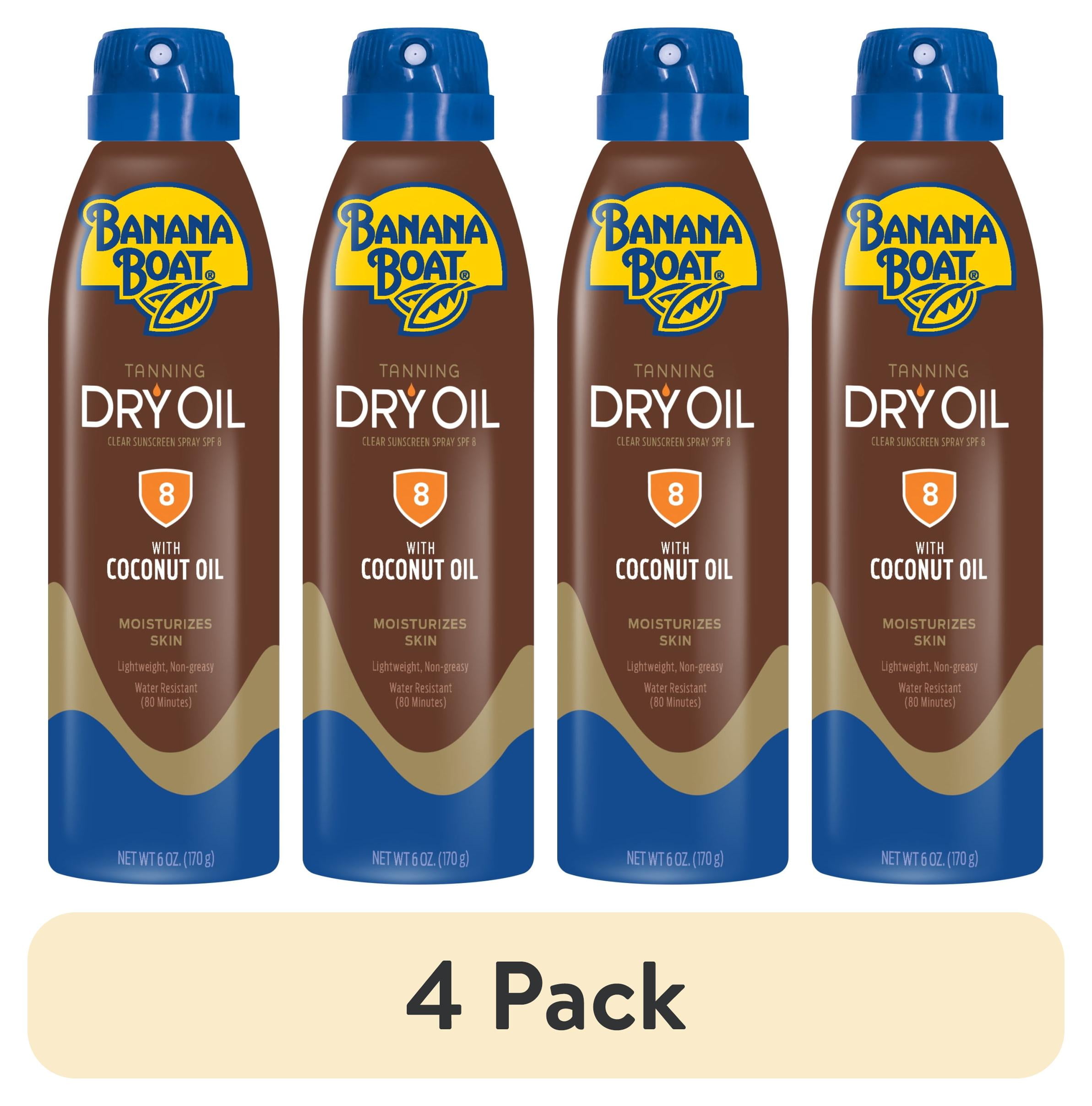 (4 pack) Banana Boat Tanning Dry Oil Clear Spray Sunscreen SPF 8, 6oz ...