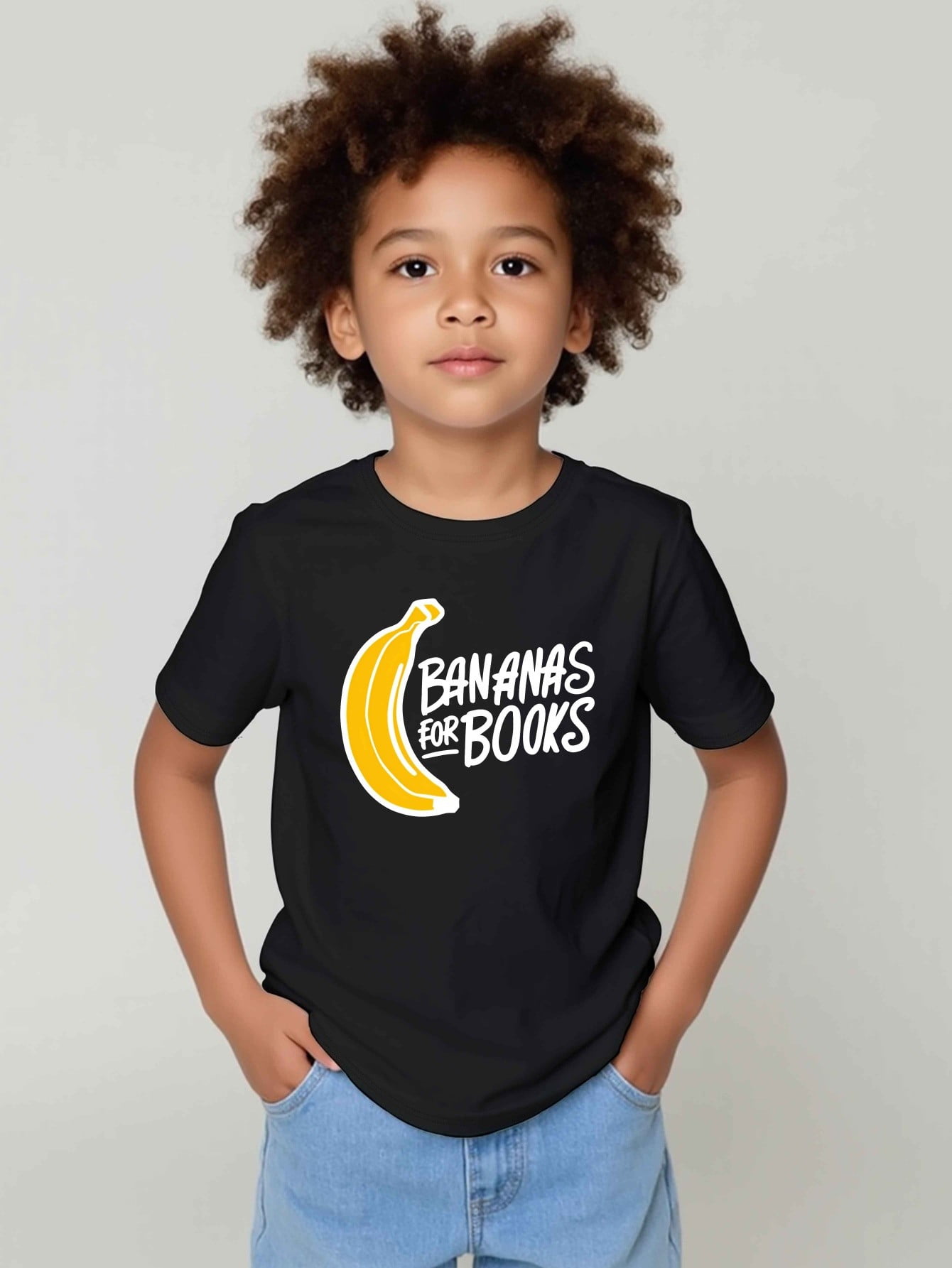 Banana Books Graphic Youngsters' T-Shirt - Soft Polyester Blend, Short ...
